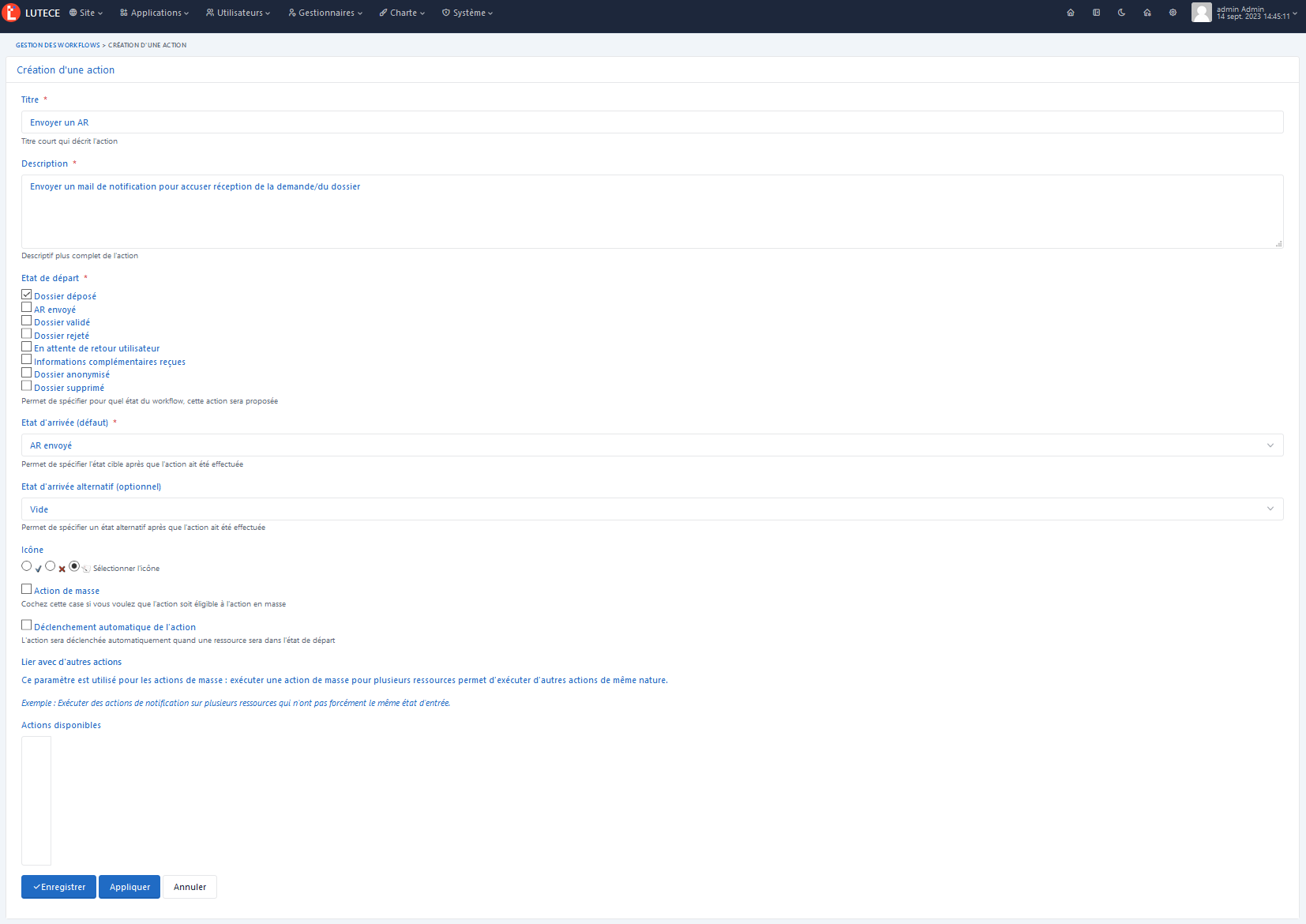 LUTECE Site Support - Wiki - Module Workflow-Forms