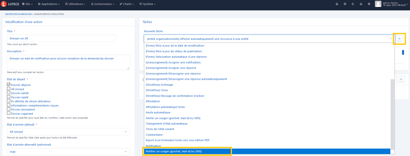 LUTECE Site Support - Wiki - Module Workflow-Forms