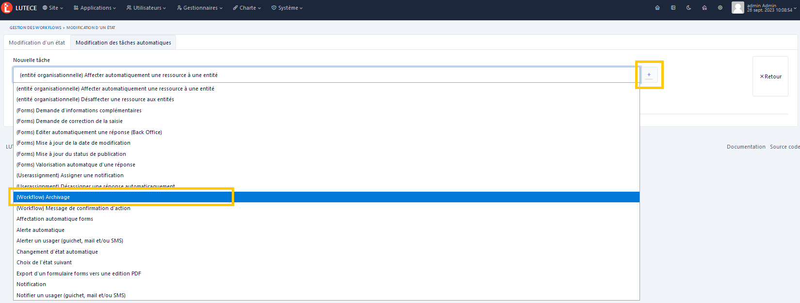 LUTECE Site Support - Wiki - Module Workflow-Forms