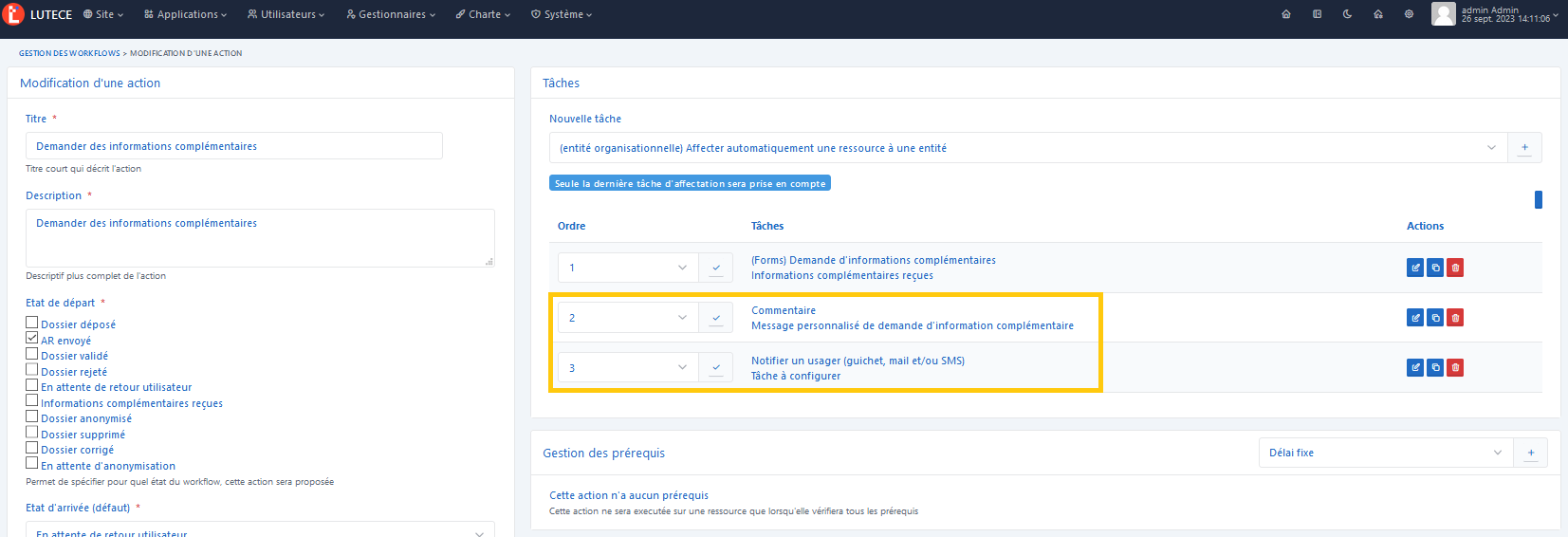 LUTECE Site Support - Wiki - Module Workflow-Forms