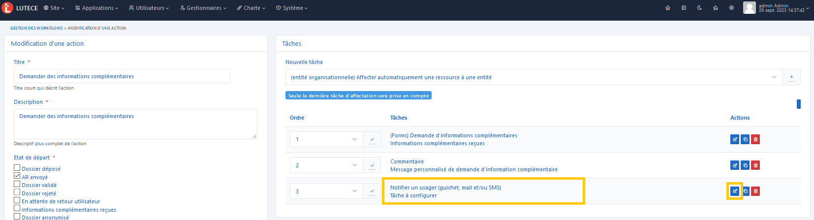 LUTECE Site Support - Wiki - Module Workflow-Forms